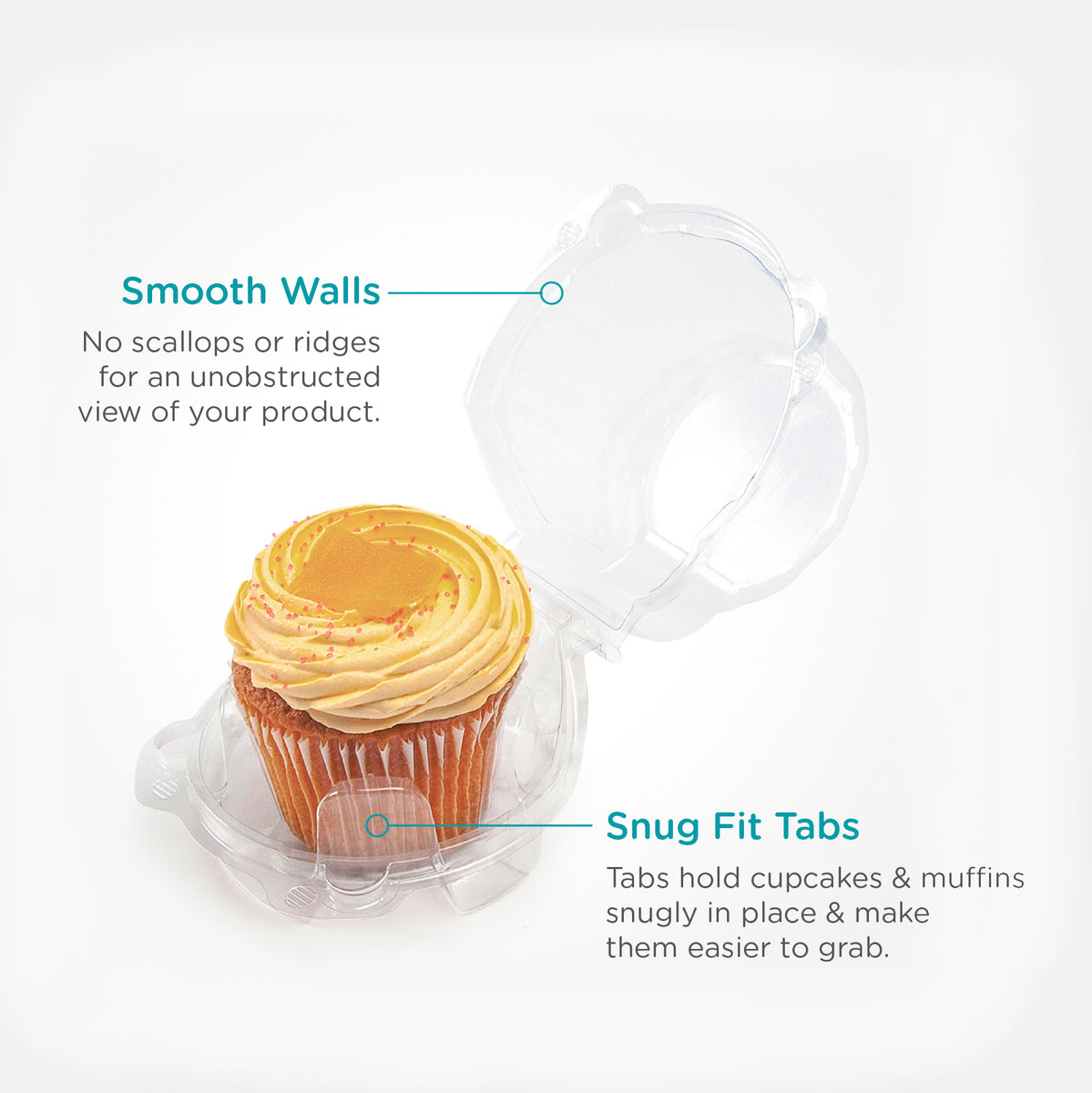 Single Cupcake Clamshell Packaging | Plant-based Bakery Containers.
